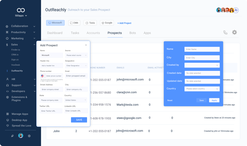 Prospect Management | OutReachly by 500apps